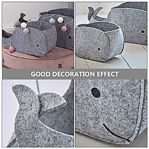 STOBOK Felt Storage Bin, Whale Shaped Storage Basket Fabric Foldable Storage Bin Sundries Organizer Toy Storage Bin for Home Nursery Toys Container
