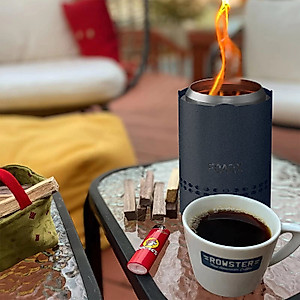 FQARX Tabletop Fire Pit, Low Smoke Mini Fire Pit, Indoor&Outdoor Mini Portable Personal Fireplace, Fueled by Pellets or Wood, Stainless Steel, with Travel Bag