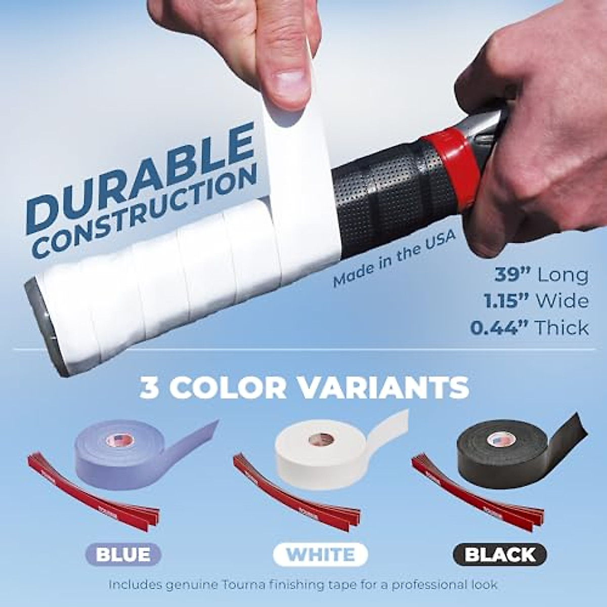 Tourna Mega Tac Extra Tacky Overgrip, Blue, 10 Pack