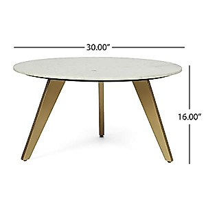 Christopher Knight Home Cardan Coffee Table, White + Gold