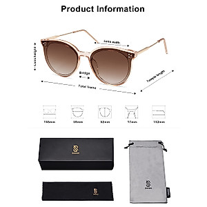 SOJOS Classic Oversized Round Sunglasses Womens Mens Trendy Large Frame Sunnies SJ2068, Clear Brown/Gradient Brown