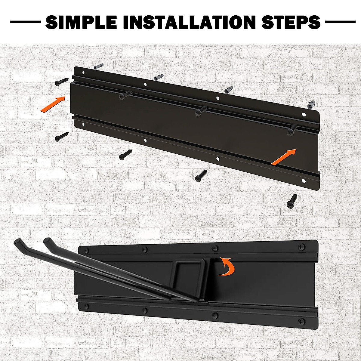 Yimeka Garage Wall Mount Storage Power Tool Organizer, 15 Piece Garden Tool Rack with 12 Adjustable Heavy Duty Storage Hooks, 48" Ladder Hanger, Max Load 300 lbs Shovel Rack Storage System for Yards