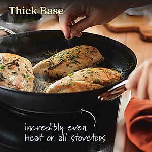 Anolon X SearTech Aluminum Nonstick Frying Pan with Helper Handle, 12-inch, Super Dark Gray