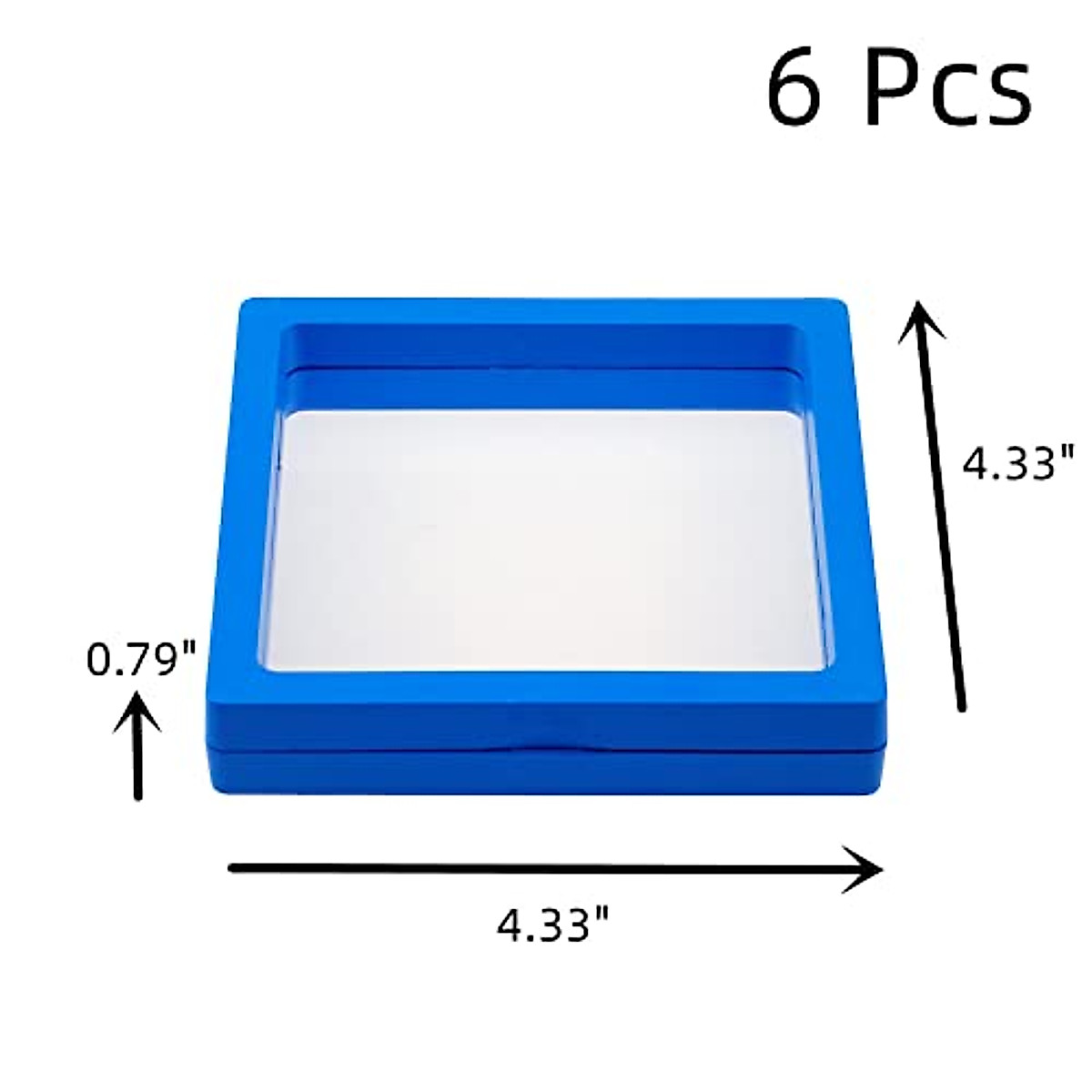 WDONAY Jewelry Storage Suspension Box Square Jewelry Storage Box PE Plastic Film Storage Box，4.33"×4.33"×0.79" Blue 6 PCS