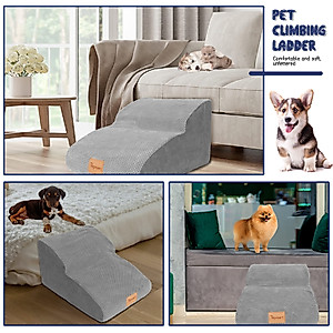 Topmart High Density Extended Foam Dog Ramp&Steps 2 Tiers,11.8" High,Non-Slip Dog Stairs,Soft Foam Dog Ladder with Waterproof Cover,Best for Dogs Injured,Older Cats,Pets with Joint Pain