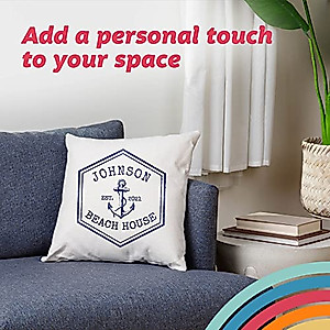 Pattern Pop Personalized Nautical Family Beach House Throw Pillow Cover - 17X17 Throw Pillow Cover (NO Insert) - Decorative Throw Pillow Cover