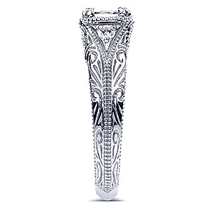 Kobelli Diamond Antique Style Filigree Engagement Ring 5/8 CTW in 14k White Gold, Size 5
