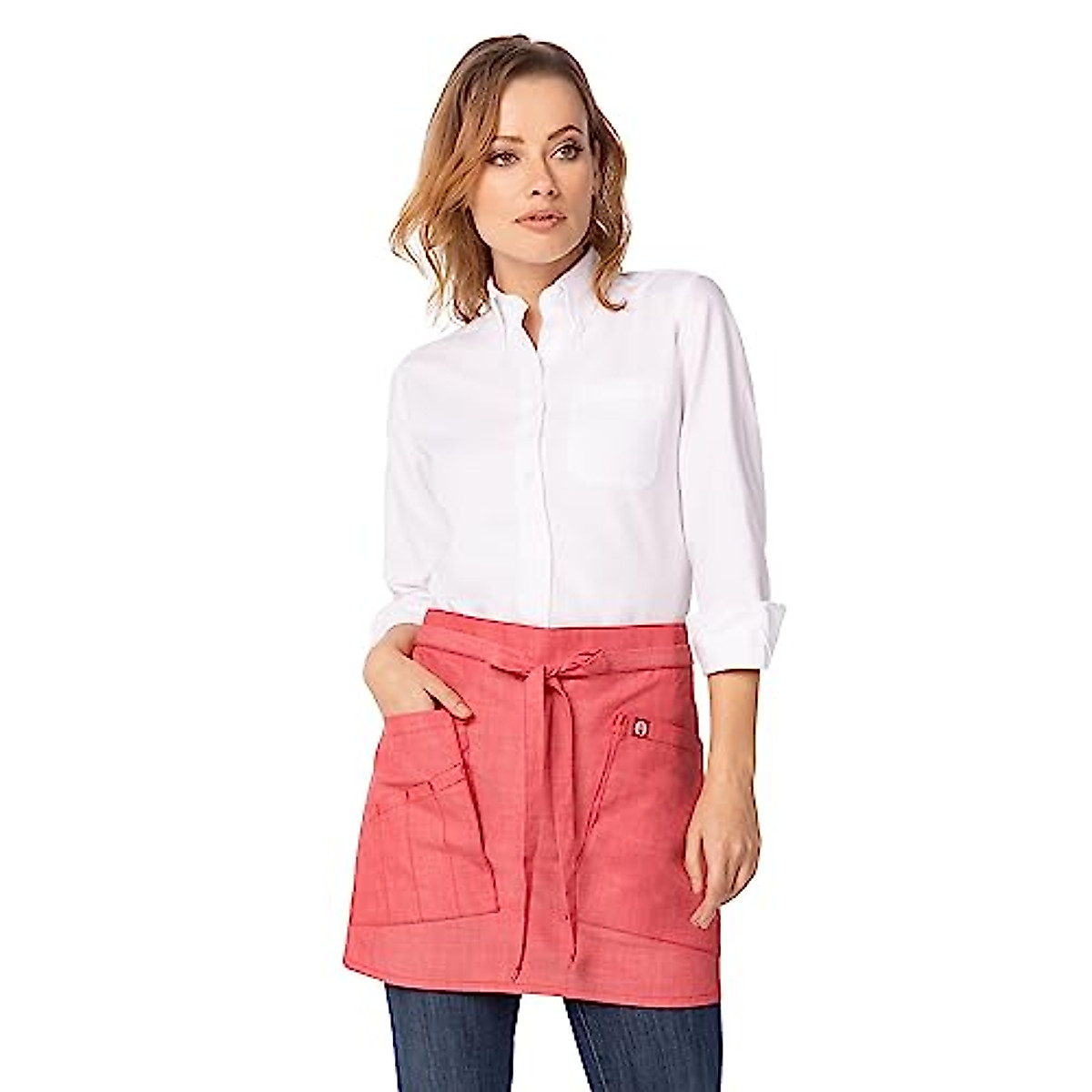 Chef Works Unisex Medford Half Bistro Apron, Coral, One Size