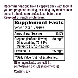 Nature's Way Oregano Oil 75-85% Carvacrol per Capsule, Vegetarian, 60 Vegetarian Capsules (2 Pack)