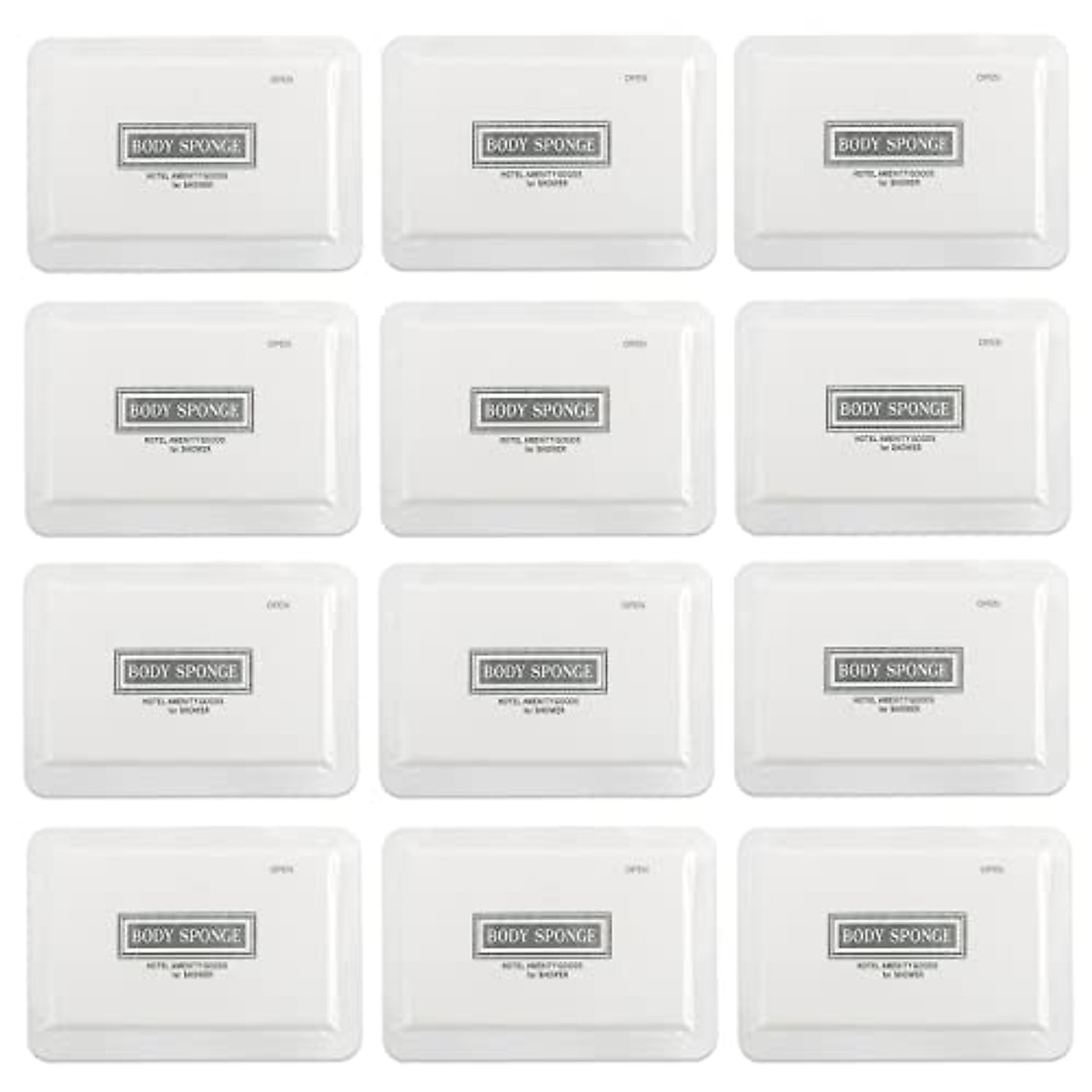 WoW.Clean Disposable Bath Shower Sponge 1 Dozen-12 Counts . Easy to Carry, Clean Shower Supplies for Travel or Camping, White