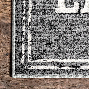 nuLOOM Graphic Machine Washable Laundry Mat, 2x5, Dark Grey