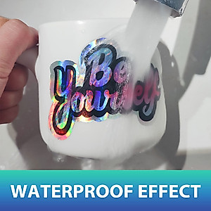 Printable Holographic Sticker Paper for Your Ink Jet Printer 8.5 x 11 Inches Dries Quickly Waterproof Sticker Paper Rainbow Vinyl Sticker Paper 20 pcs