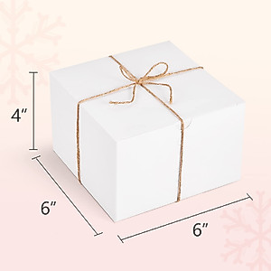 ValBox 6x6x4 Gift Boxes with 98ft Twine 20 Pack White Paper Gift Boxes with Lids for Gifts, Crafting Cupcake Boxes, Easy Assemble Bridesmaids Proposal Boxes