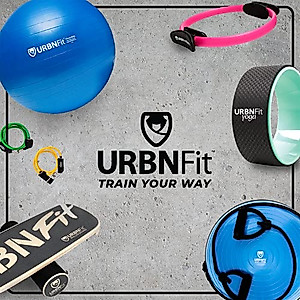 URBNFit Half Balance Ball - Yoga Ball Balance Trainer for Core Stability & Full Body Workout at Home or Gym - Resistance Bands, Pump and Exercise Guide Included - Black