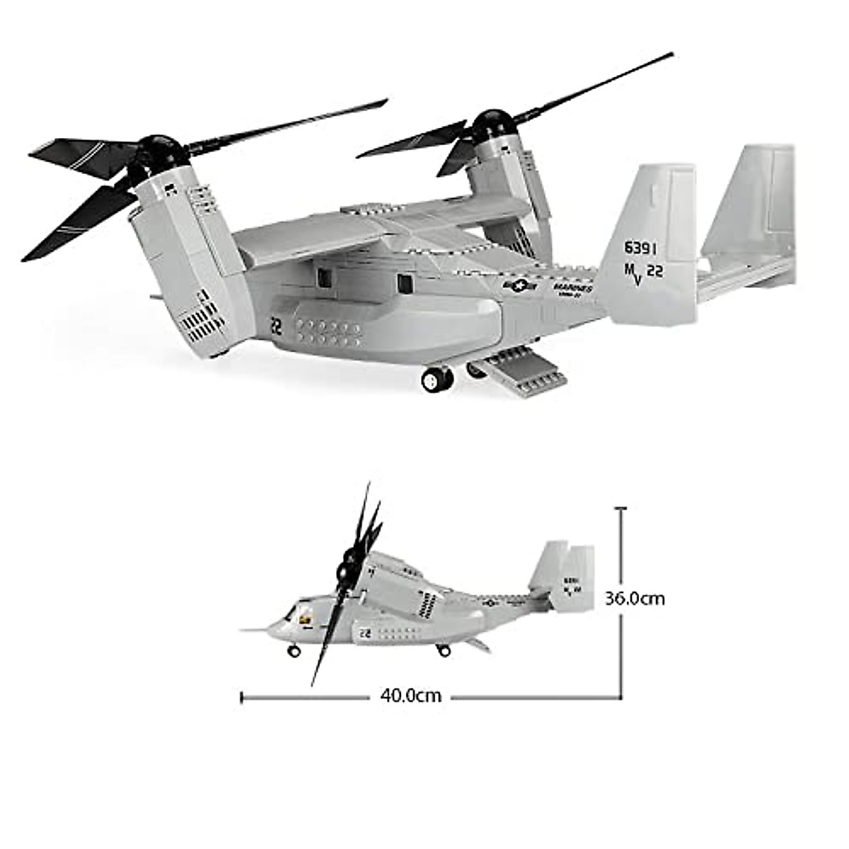 Bell Boeing V-22 Osprey Tiltrotor Aircraft Fighter Model Well Detailed Building Blocks Brick Building Set Aircraft Model Building Toy Plane Helicopter Toy Bricks Set - For Teens and Adults