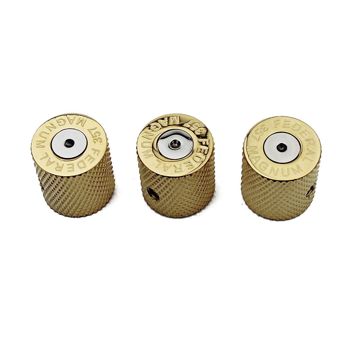 Guyker Guitar Knobs with 6mm Dia. Shaft Pots - Brass Bullet Case Style Tone and Volume Control Potentiometer Knob Replacement for Precision Electric Guitar or Bass (3 Piece, Golden)