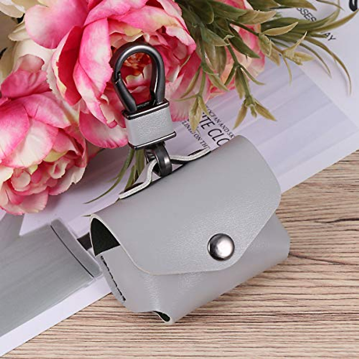 Hemobllo Compatible for AirPods Pro Case - Leather Protective Cover Anti-Scratch Shockproof Earbuds Carrying Case with Keychain Compatible with AirPods Pro Charging Case (Light Grey)