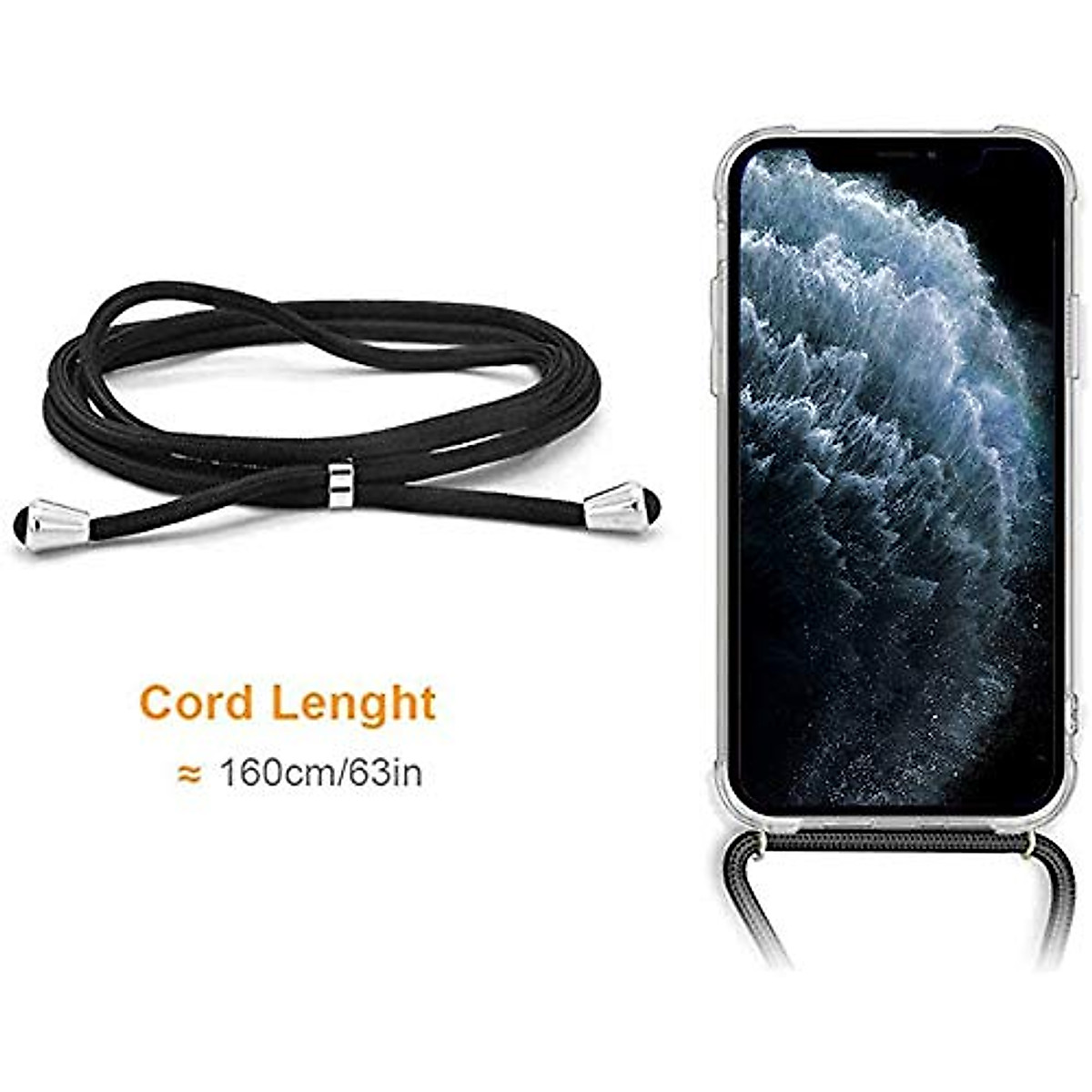 YESPURE Crossbody Case for iPhone 11 Pro Max with Card Holder, Clear TPU Soft Case with Neck Cord Lanyard Strap-Clear and Card Holder for iPhone 11 Pro Max 6.5"
