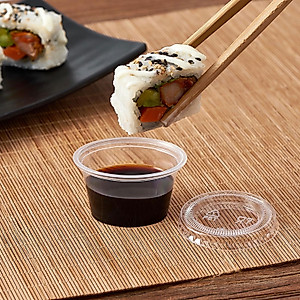 500 Sets - 2oz ] Jello Shot Cups Plastic Portion Cups with Lids, Small Condiment Containers Disposable Dipping Sauce Cups for Salad Dressing, Clear Souffle Cups for Souffle, Food Samples, Lunch, Par