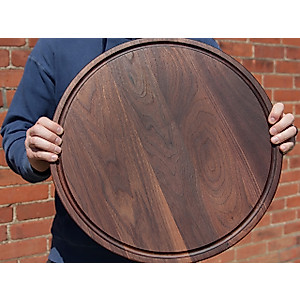 Refine Kitchenware Large Walnut Personalized Circle Board with Juice Groove, 18 Inch Round Personalized Cheese Board, Round Charcuterie Board | 100% Made in the USA