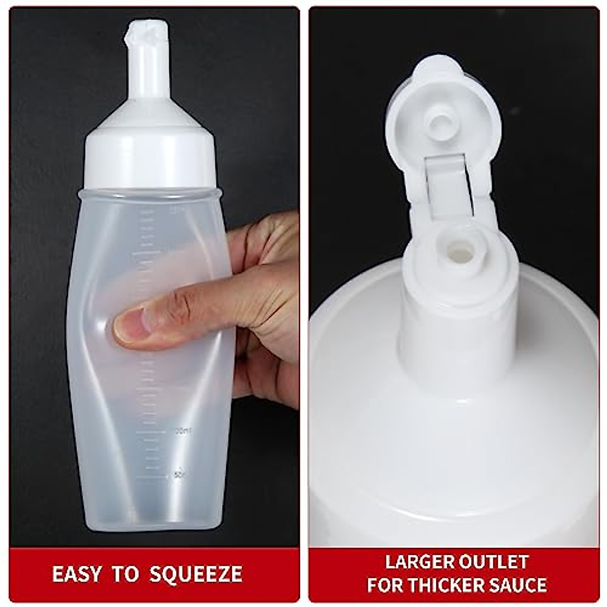 Condiment Squeeze Bottles, BPA-free, Squeeze Bottles for Sauces, Olive Oil Dispenser, Ketchup Bottles Squeeze 3-Pack 12 oz (350ml), Salad Dressing Bottles, Great for Ketchup, Salad, BBQ Sauce, Oil,