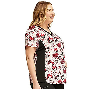 Tooniforms Women Scrubs Top V-Neck Print TF783, L, Hearts To You