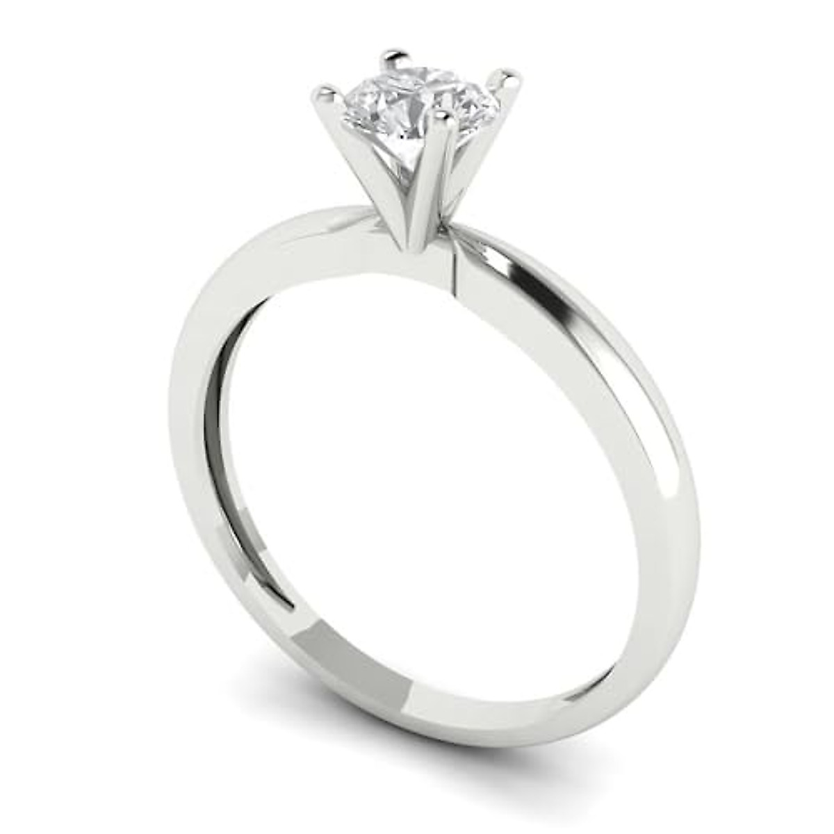 Clara Pucci 0.50ct Round Cut Solitaire Moissanite Engagement Wedding Bridal Promise Anniversary Ring in 18K White Gold Size 5.75