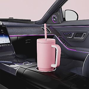 Meoky 24 oz Tumbler with Handle and Straw, 100% Leak-proof Tumbler with Lid and Straw, Insulated Stainless Steel Travel Coffee Mug, Keeps Cold for 24 Hours (Blush)