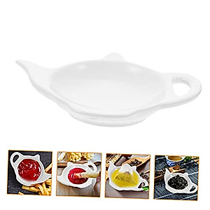 UPKOCH 2pcs Ceramic Tea Bag Saucer Snail Decor Mini Accessories Mini Teapot Tea Bag Dispenser Tea Bag Tray Teabag Rest Teabag Dishes Delicate Teabag Holder Teabag Tray White Ceramics Dip