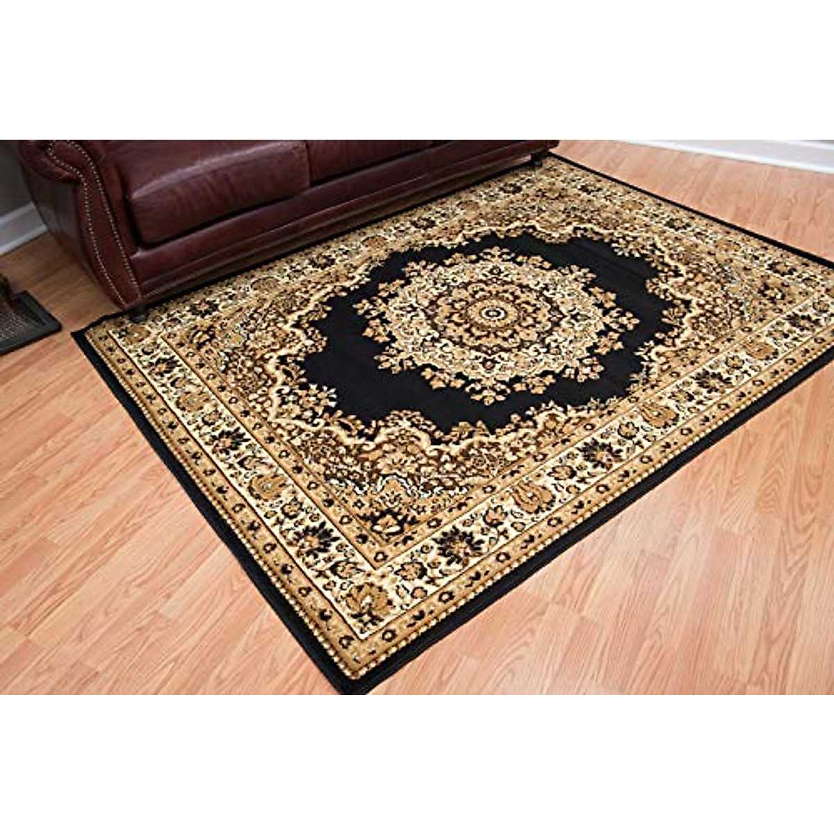 United Weavers Dallas Floral Kirman Area Rug - Black, 8x11, Traditional Indoor Floor Rug with Jute Backing