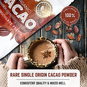 Cacao Powder Organic Raw - Natural Unsweetened Cocoa - Rich Dark Chocolate Taste - Make Sugar-Free, Vegan, Keto & Gluten-Free Hot Chocolate’s and Recipes - 1lb/ 16oz