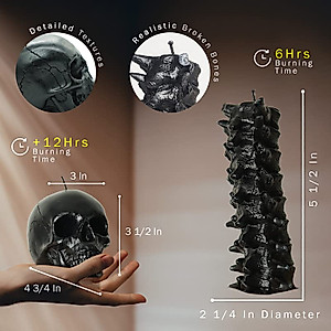 GAVIA Skull Candle Set - Scented 4 Pack - Gothic Decor - Goth Room Decor - Black Skull Decor for Home - Horror Decor - Spooky Home Decor - Gothic Home Decor - Goth Decor - Halloween Decor - Emo Decor