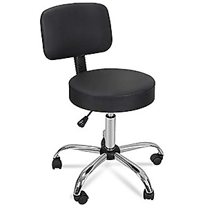 Nova Microdermabrasion Rolling Stool Swivel Salon Stool Chair Adjustable Drafting Stool Tattoo Office Massage Medical Facial Spa Stool with PU Cushion Backrest 4pcs