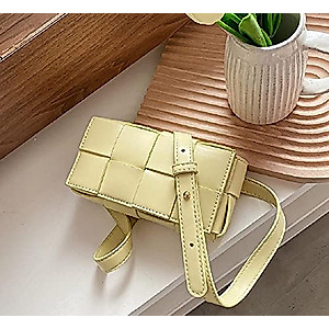 Leiona Women's Woven Shoulder Bag Fashion Messenger Bag Small Square Bag Solid Color Shoulder Bag