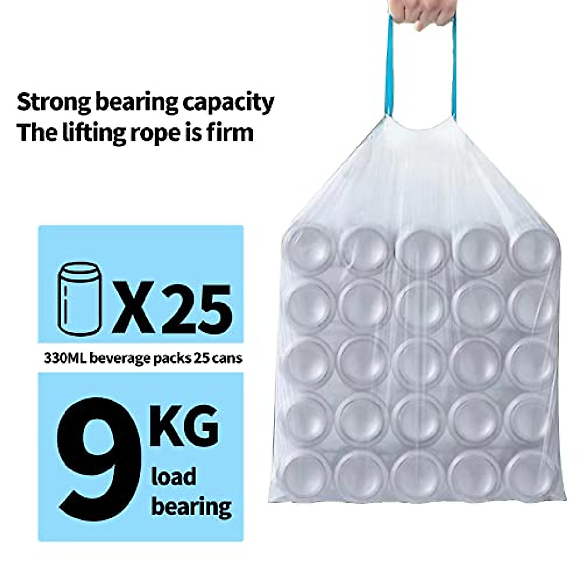 Small garbage bag, 4 Gallon Drawstring Trash Bags Ultra thick small Garbage bags bin liners for bathrooms, kitchens, bedrooms, living rooms and offices. (2 Golls/40 PCS)