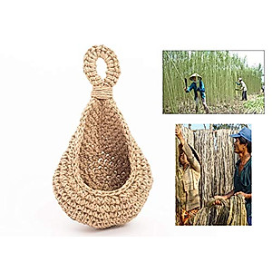 N?A Jute Hanging Basket Wall planters-Small Wall Planter, Teardrop Hanging Baskets for Plants Succulent Wall Decor, Hanging Herb Pot Holder 3 inch Outside Diameter for in/Outdoor Fence Planter