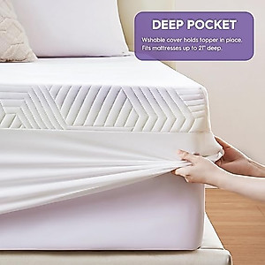 SWINHOM 3 Inch Twin Memory Foam Mattress Topper, Ventilated Foam Topper with Viscose Made from Bamboo Cover, Mattress Pad with 18'' Deep Pocket, White