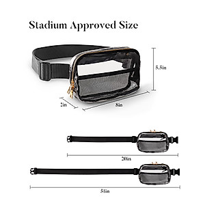 ZUEMET Clear Fanny Pack Stadium Approved, Clear Belt Bag Waterproof Waist Bag for Concerts Sports Event Workout Grey…