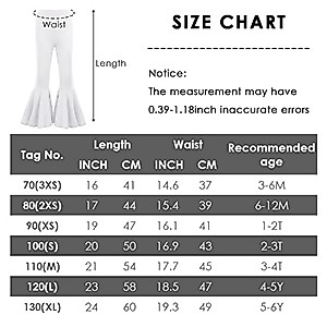 Happy Cherry Baby Girls Bell Bottom Trousers Cute Flare Stretch Long Pants Soft Knit Ruffle Leggings Casual Comfortable High Waist Pants White 6-12 Months