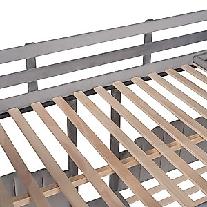 Bellemave Triple Bunk Beds Full Over Two Twin Bunk Bed with Storage Drawers Velvet Upholstered 3 Beds Bunk Bed for Adults Kids Teens Boys Girls, Gray