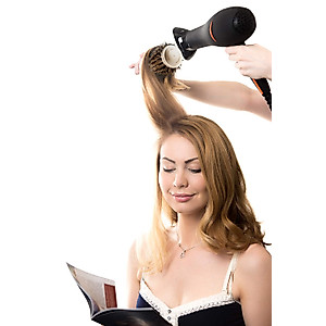 Ndure Beauty Round Hair Brush for Blow Drying, Single Brush with 4 Hair Clips Included, Ceramic & Ionic Tech Hair Brush with Boar Bristles, Round Barrel Brush for Styling, Curling and Straightening