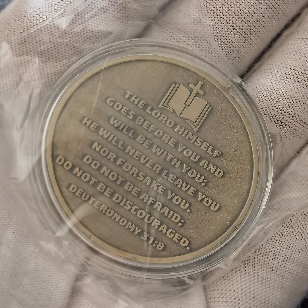 Rooted in Christ The Lord is My Rock, My Fortress, My Deliverer Faith-Based Christian Challenge Coin Bible Verse Gift (Single Coin)