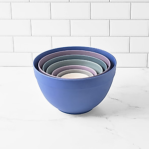 Bamboozle Nesting Bowls Set for Mixing and Serving, Dishwasher Safe, 7-Piece, Thistle