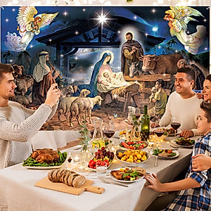 Tatuo Christmas Decoration Christmas Religious Backdrop Holy Nativity Photography Background Christmas Photography Background for Winter Xmas Outdoor Indoor Church Medieval Party Supplies, 73 x 43 In