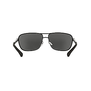 Emporio Armani Men's EA2033 Rectangular Sunglasses, Rubber Black/Grey, 64 mm