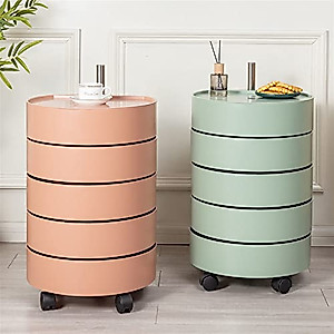 HIGOH Bedside Table Mobile Bedside Table, Round Desk, Locker, Simple Cosmetics, Locker, Furniture, Bedroom (Color : 2)