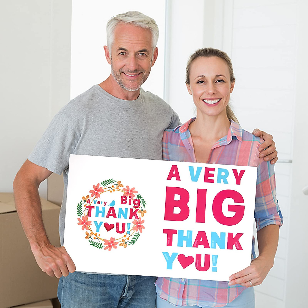 Giant Thank You Card with Envelope, 14 x 22 Inch Very Big Thank You Jumbo Greeting Card, Oversize Group Team Card Jumbo Message Greeting Cards for Wedding Graduation Baby Shower Party Gift (modern)