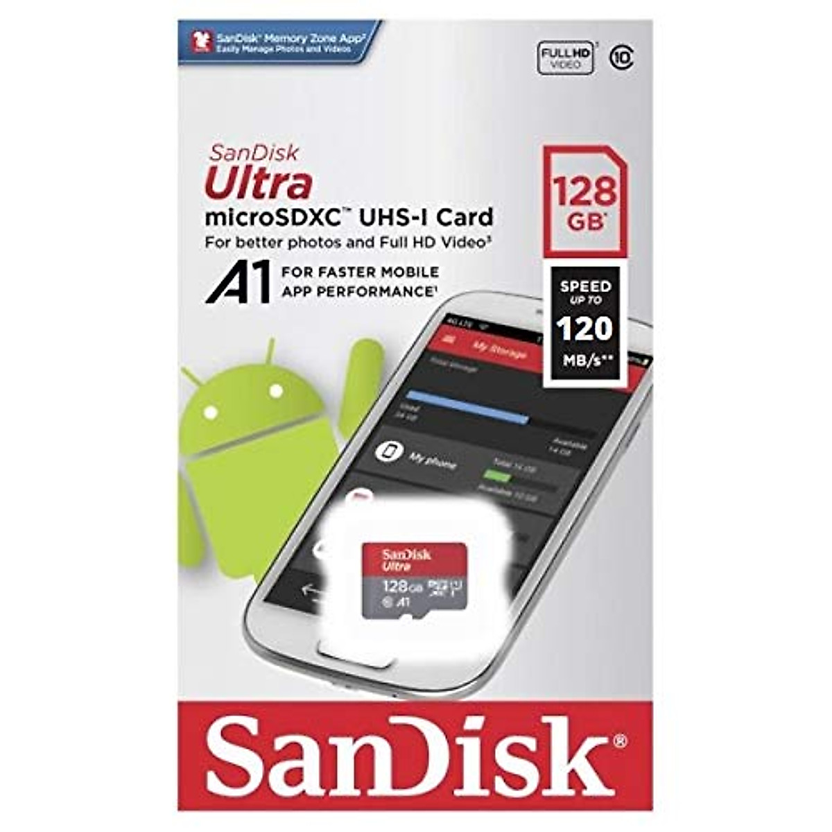 SanDisk Ultra MicroSD 128GB Card for Samsung Galaxy Tablets Works with Tab S6 Lite, Tab S7, Tab A 8.0 (2019) (SDSQUA4-128G-GN6MN) Bundle with (1) Everything But Stromboli SD & SDXC Memory Card Reader