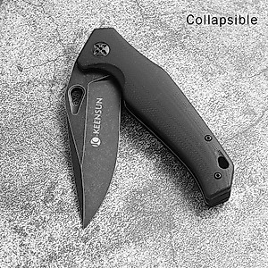 KEENSUN Pocket Folding Knife –Tactical Knife, Hunting Knife, Flipper Knife,EDC Knife.Speed Safe Spring Assisted Opening Knifes with Liner Lock,Thumb stud and Pocketclip.Good for Camping, Hiking, Indoor and Outdoor Activities.