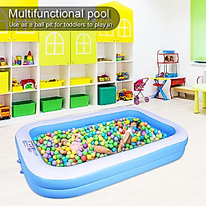 Inflatable Blow Up Kiddie Pool Family Swimming Pool 103" X 69" X 20" Family Full Size Rectangular Pool Paddling Water Splashing Ball Pool for Kids Toddler Adult for Outdoor Garden Backyard